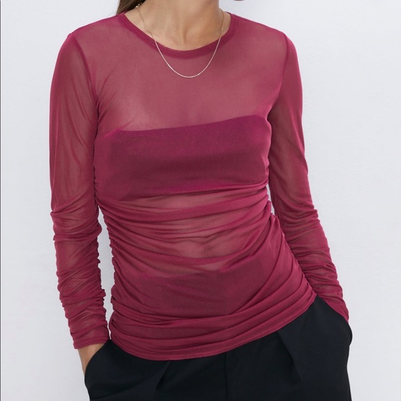 Zara | Tops | Zara Pleated Tulle Top | Poshmark